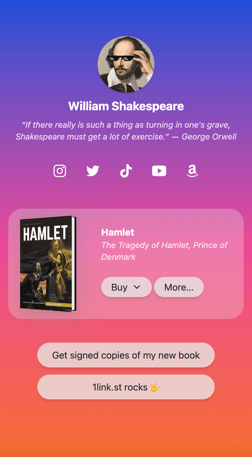 Beautiful link page for you and your books · 1link