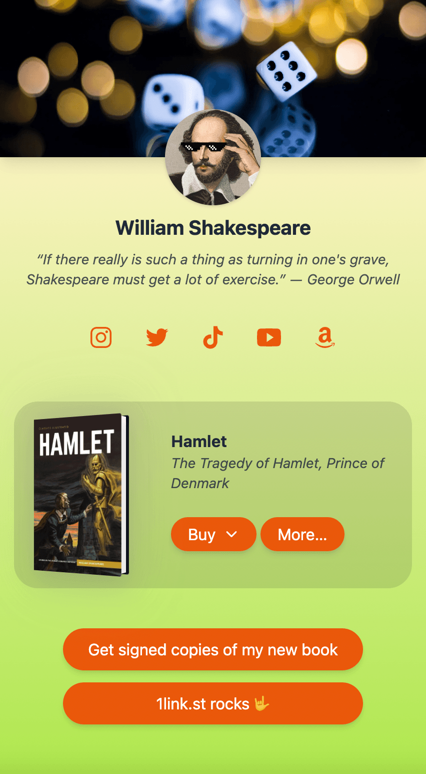 Beautiful link page for you and your books · 1link